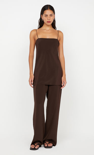 Silk Long Line Cami in Choc - BEC + BRIDGE – BEC + BRIDGE AU