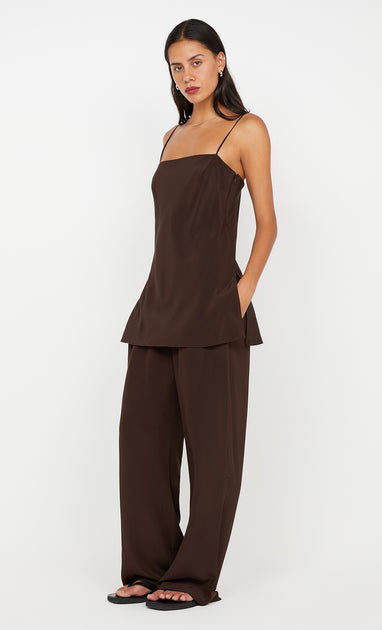 Silk Long Line Cami in Choc - BEC + BRIDGE – BEC + BRIDGE AU