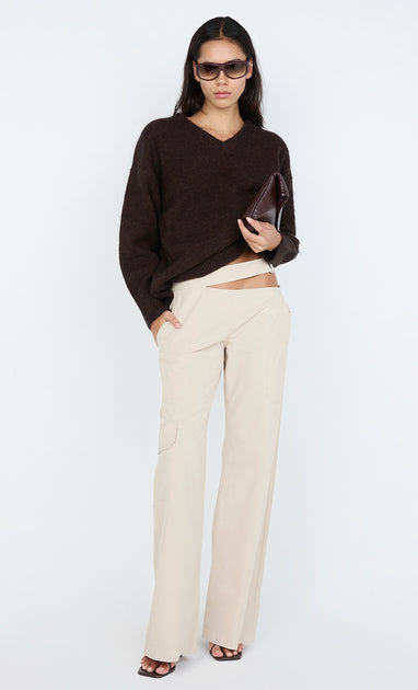 Campbell V Neck Jumper in Choc - BEC + BRIDGE – BEC + BRIDGE AU