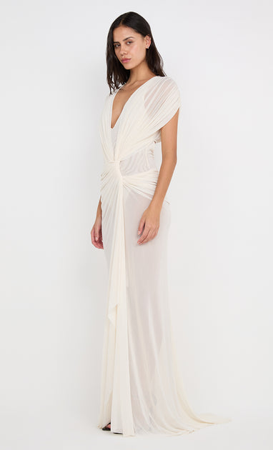LEIA DRAPE GOWN - BUTTERCREAM – BEC + BRIDGE AU