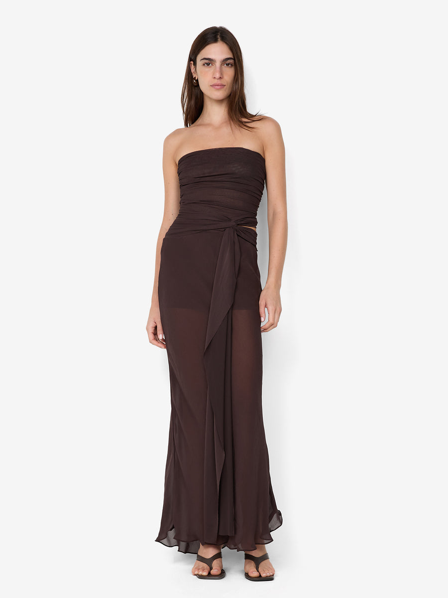JEHNAYA STRAPLESS MAXI DRESS - DARK CHOCOLATE - BEC + BRIDGE