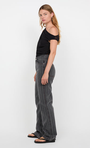 GALE JEAN - SILVER GREY PINSTRIPE – BEC + BRIDGE AU